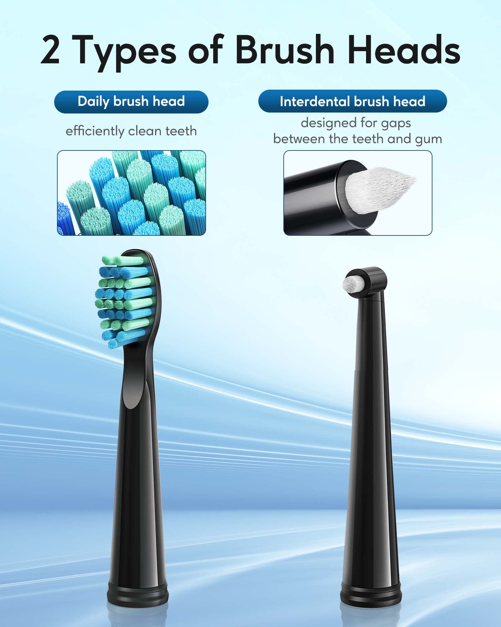 7 Pack Dnsly Electric Toothbrush Heads Compatible with FW-507/508/551/515/917/959/2011/D1/D3/D7/D8 Dnsly Toothbrush Heads, Black