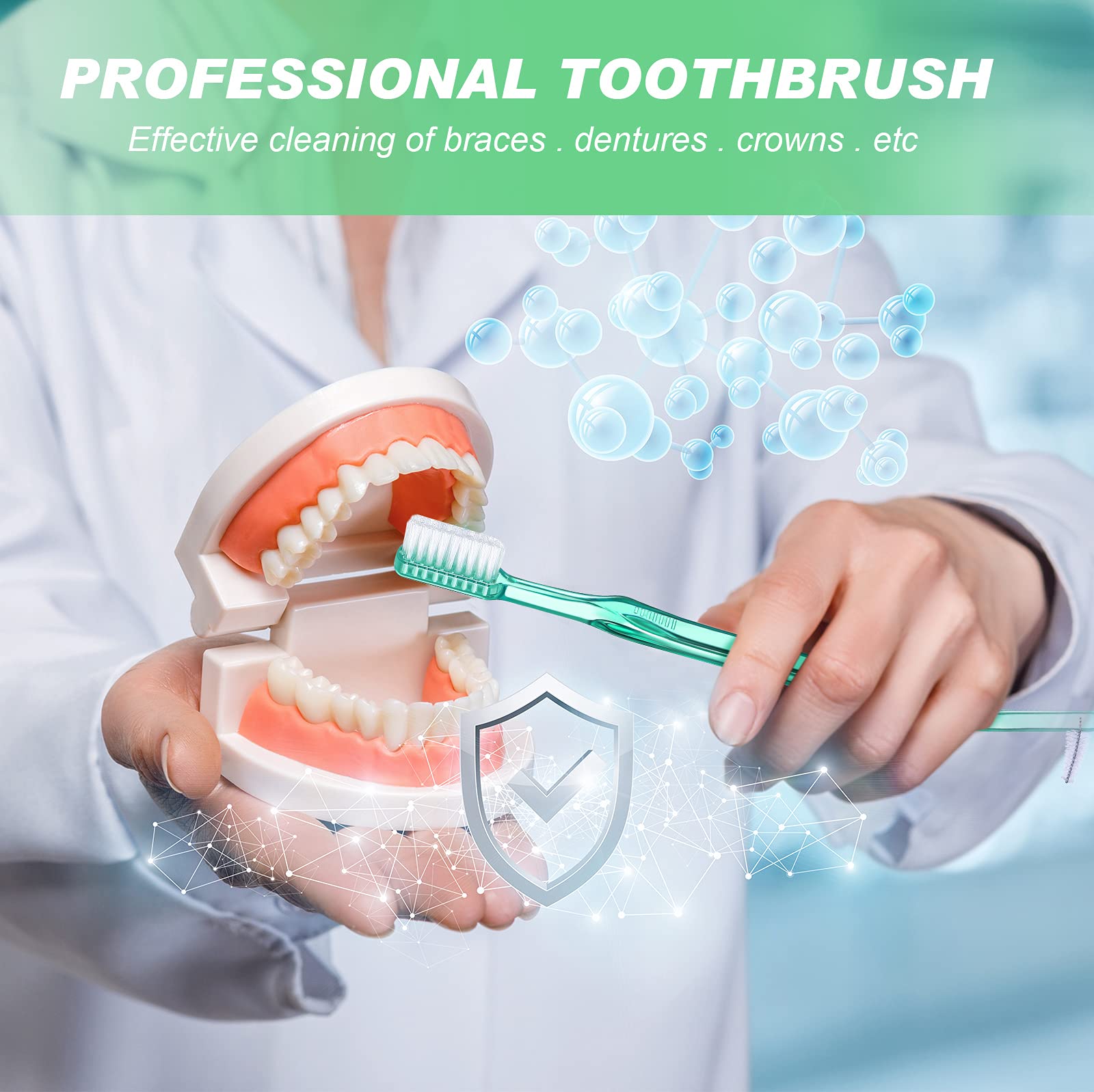 6 Pieces Orthodontic Toothbrush Braces Toothbrush with 6 Pcs Head Protection Cover Double-Ended Interdental Brush V Trim End for Braces Teeth Detail Cleaning 4 Colors