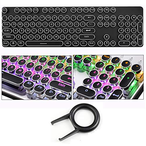 MRDARCY Double Shot Injection Plating Retro Punk ABS Pattern Shine Through Keycap Set for 104/87/61/60 Gaming Mechanical Keyboard (Black)