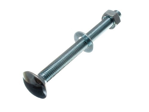6 x Coach Carriage Cup Square Bolts M8 8MM X 90MM with HEX Nuts BZP