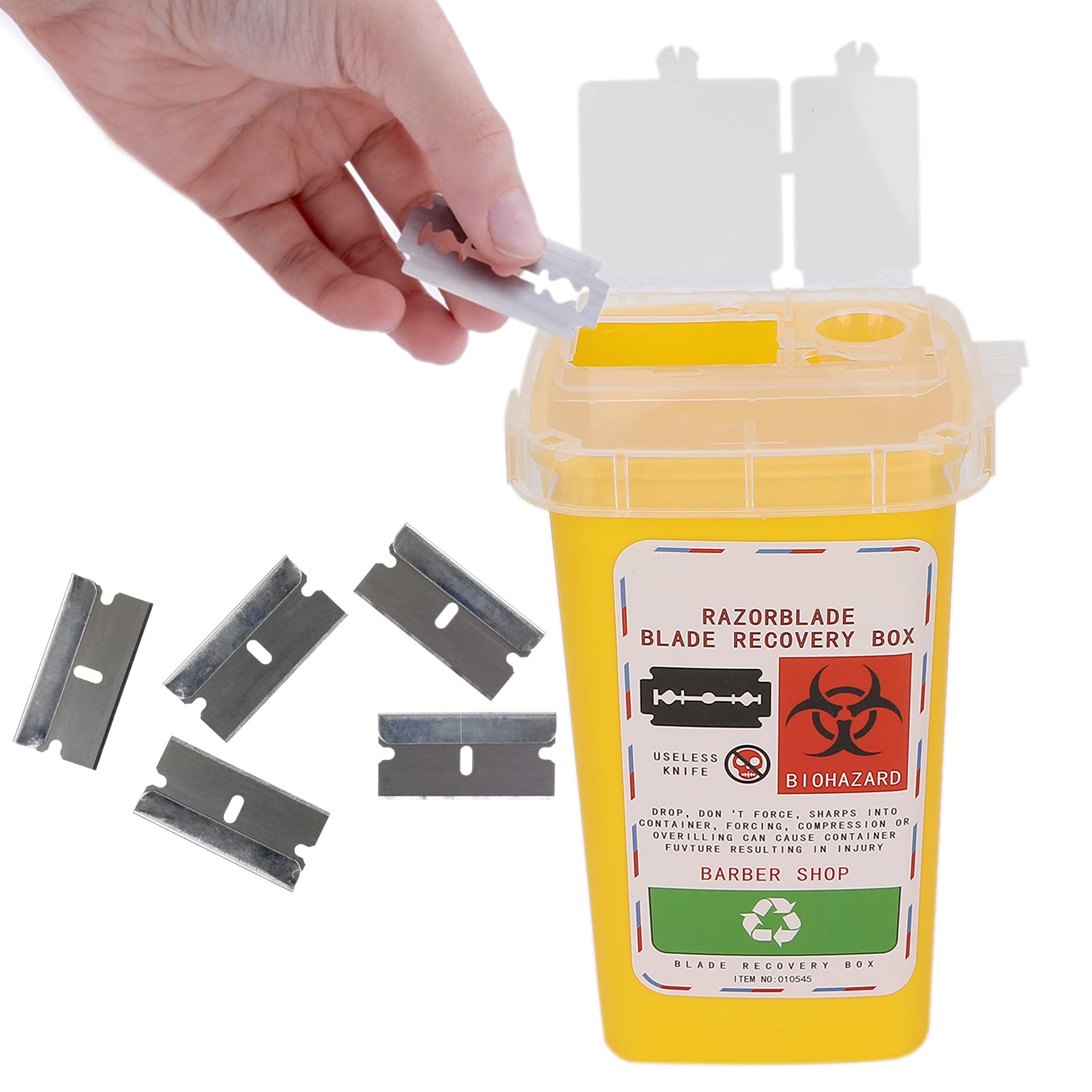 Sharps Disposal Container, Disposal Blade Container Barbershop Hair Salon Shaving Knife Blade Disposal Collect Box(yellow)