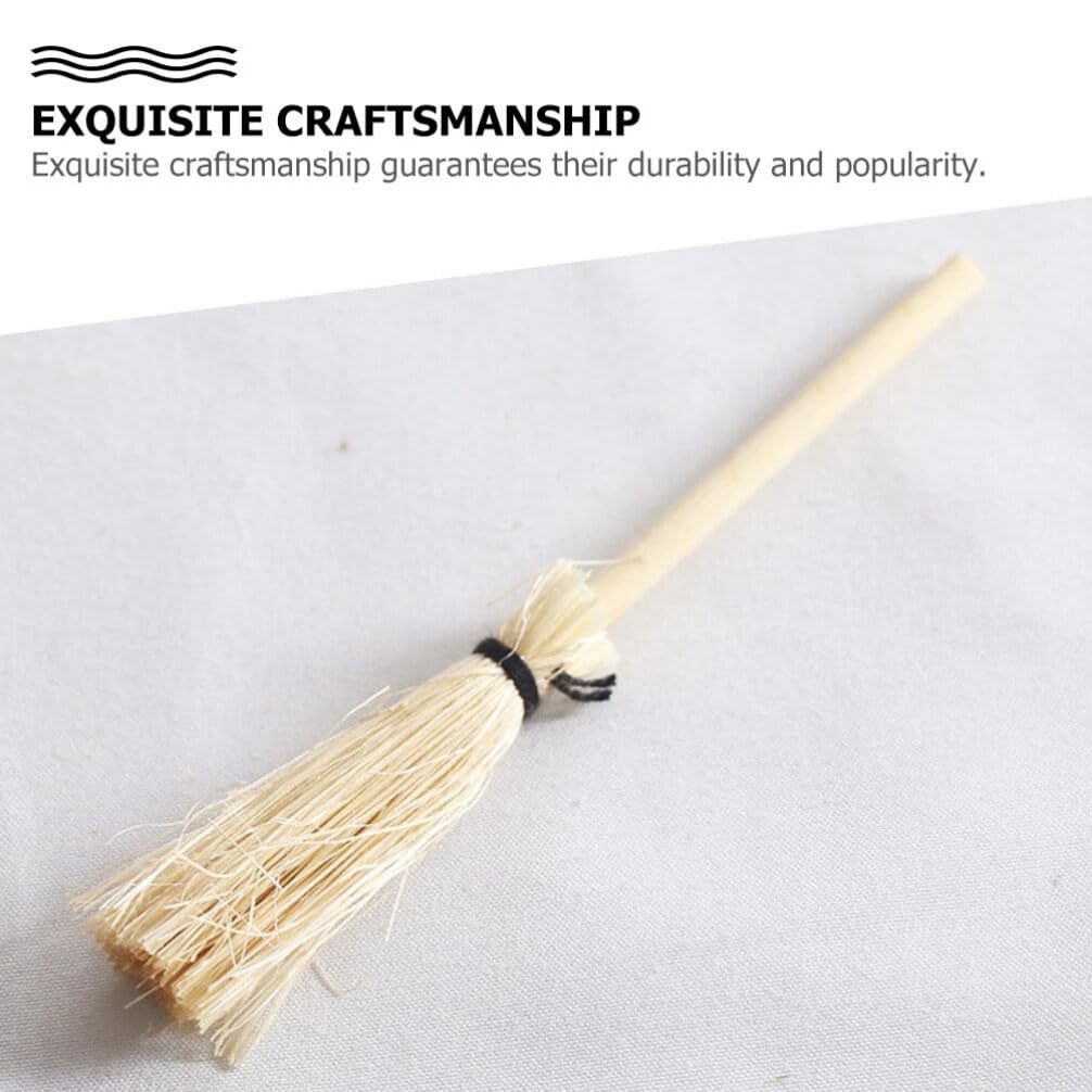 10Pcs Mini Broom Straw Craft Decoration Miniature Witch Broom Decoration Dollhouse Mini Room Scenery Accessory