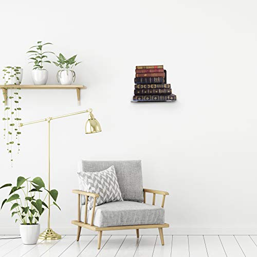 CRIZTA 2pcs Invisible Floating Bookshelf, Heavy Duty Wall Mounted Book Organizer, Metal Shelves Holder for Books, Large Size (Black) (2)