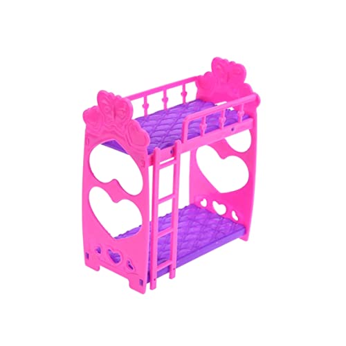 1pc Doll House Furniture Double Bed Frame Plastic Bunk Bed Bedroom Furniture Bed Set for Kelly Dolls Dollhouse Pink and Purple 3.5 Inches, Dolls House Furniture, Bedroom Furniture,