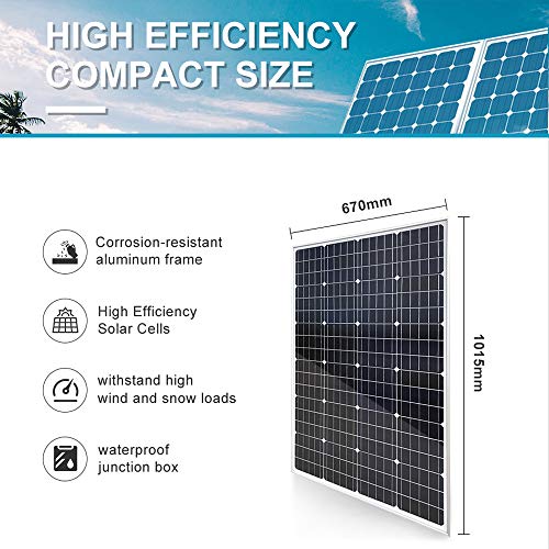 120 Watts 12 Volts Monocrystalline Solar Panel High Efficiency Module PV Panel for Battery Charging Boat Caravan RV and Any Other Off Grid Applications