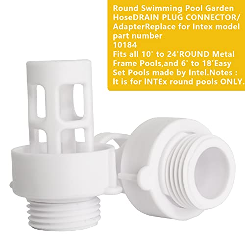 10184 Garden Hose Drain Plug Connector Fits for Intex Round Swimming Pool Hose Connectors for Above Ground Round Pool Hose Adapter