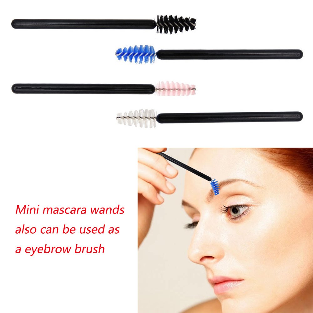 200 Pack Mascara Wands Mini Disposable Eyelash Brushes for Extensions Eye Lash Wand Brow Brush Makeup Tool Bulk, 4 Colors