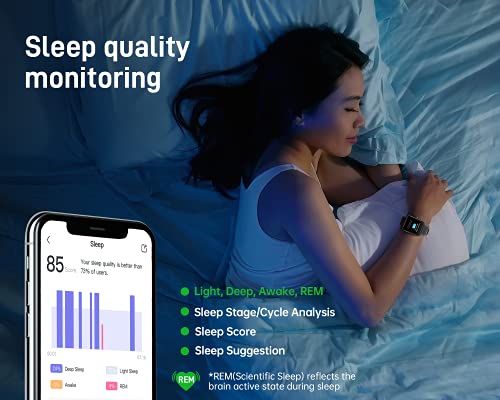 Smart Watch for iPhone Compatible Android Samsung, Fitness Tracker with Heart Rate Sleep Blood Oxygen Monitor Step Counter, IP68 Waterproof for Men Women Touch Screen Black