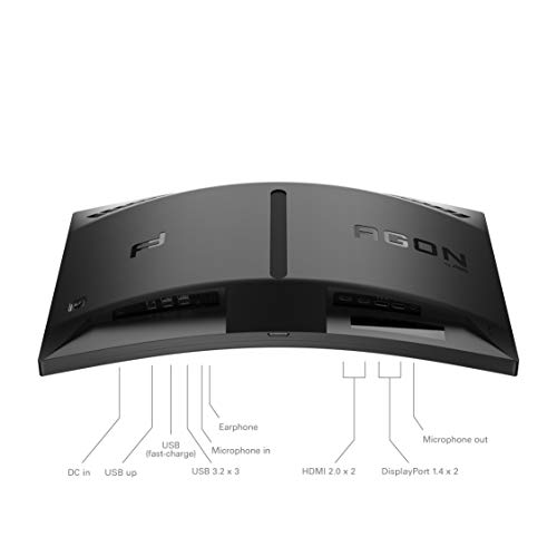 Porsche Design Agon PD27 27" Gaming Monitor, 1000R Curved QHD (2560x1440), 240Hz 0.5ms, DisplayHDR 400, Light FX, Quick Switch Keypad, Low Input Lag, Height-Adjust, 4Yr Re-Spawned, Black