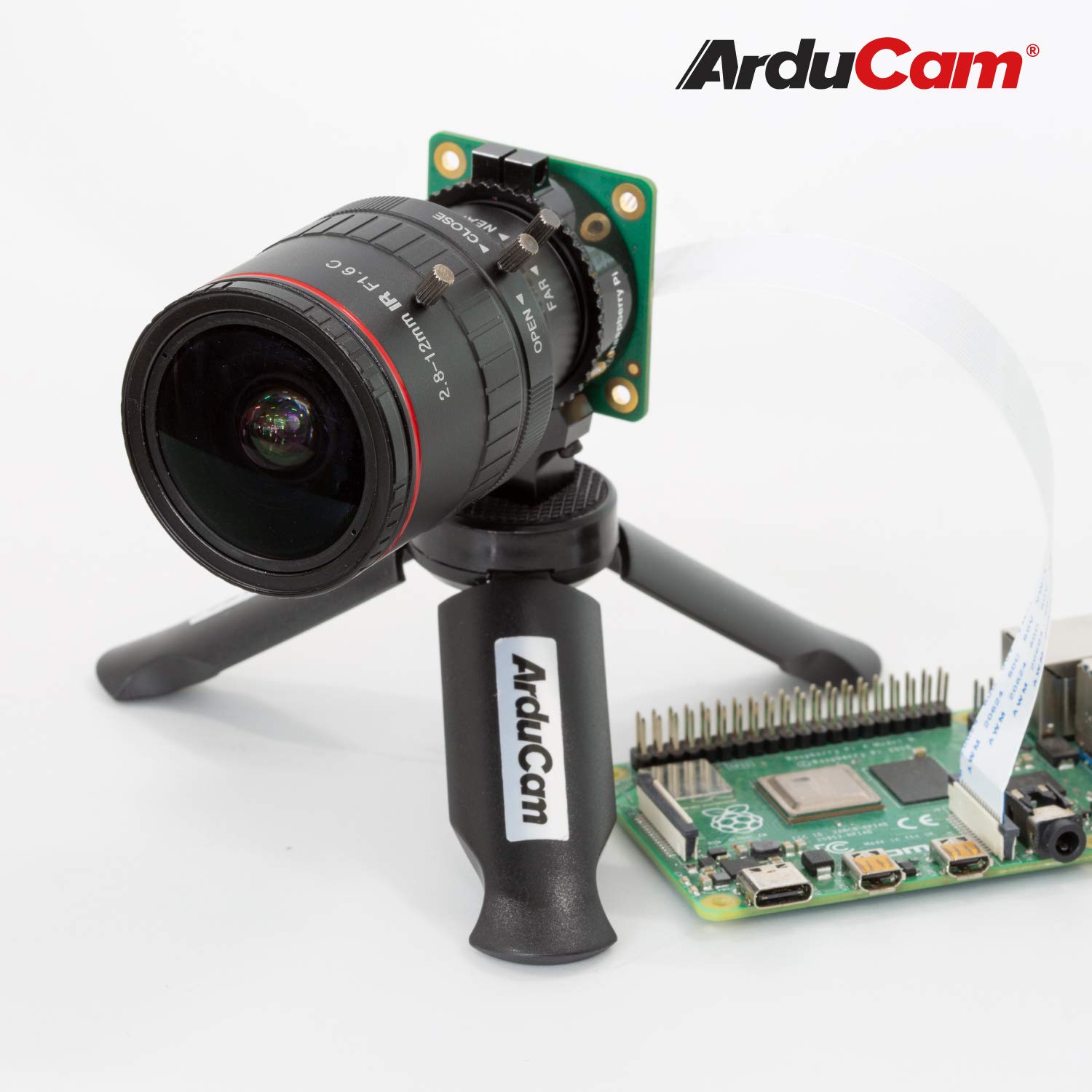 Arducam 2.8-12mm Varifocal C-Mount Lens for Raspberry Pi HQ Camera, with C-CS Adapter, Industrial Telephoto Lens