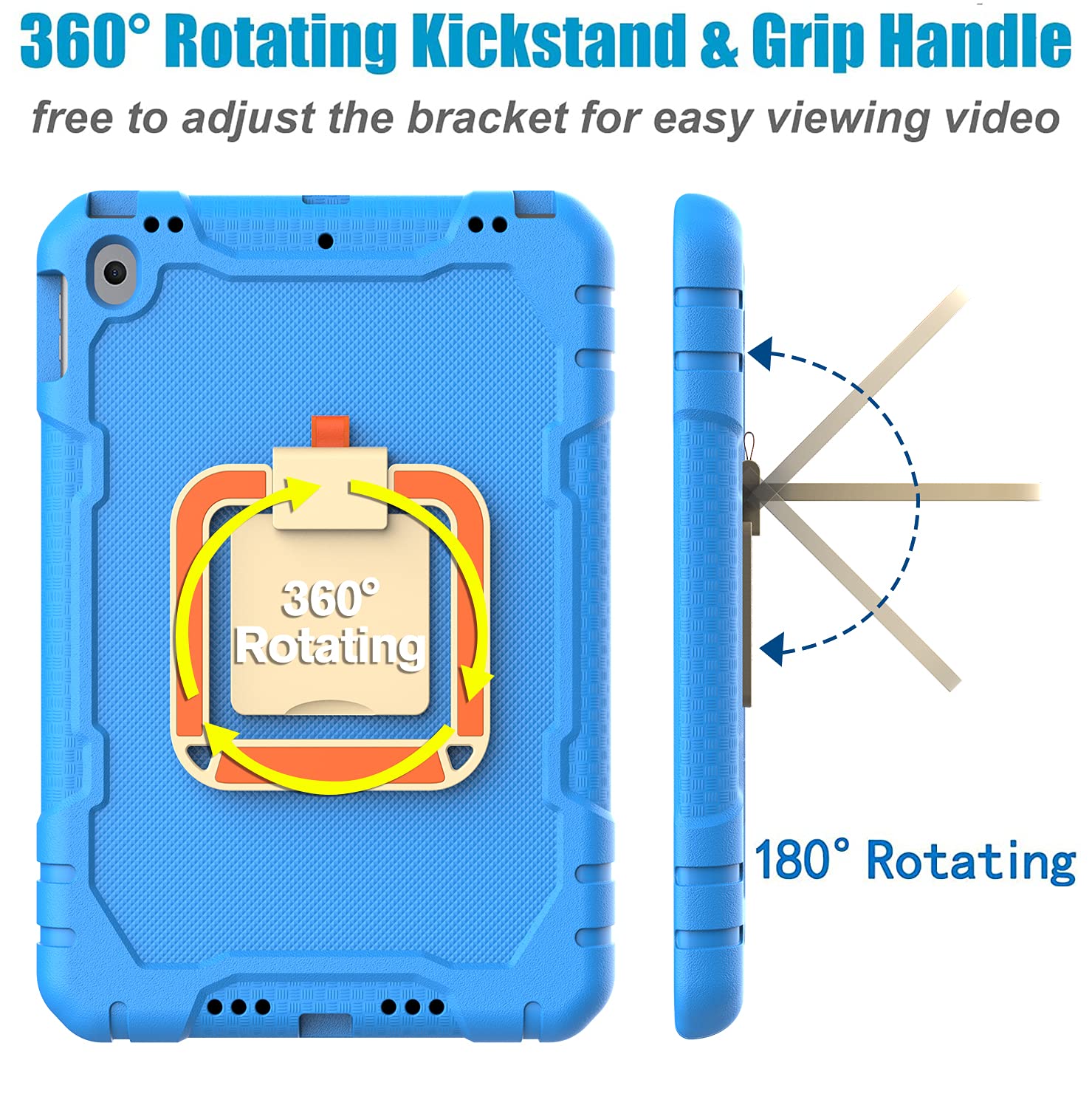 BMOUO iPad 8th/7th Generation Case for Kids,Built-in Screen Protector,Shockproof Case for New iPad 10.2” 2021/2020/2019 (8th Gen/7th Gen),Blue