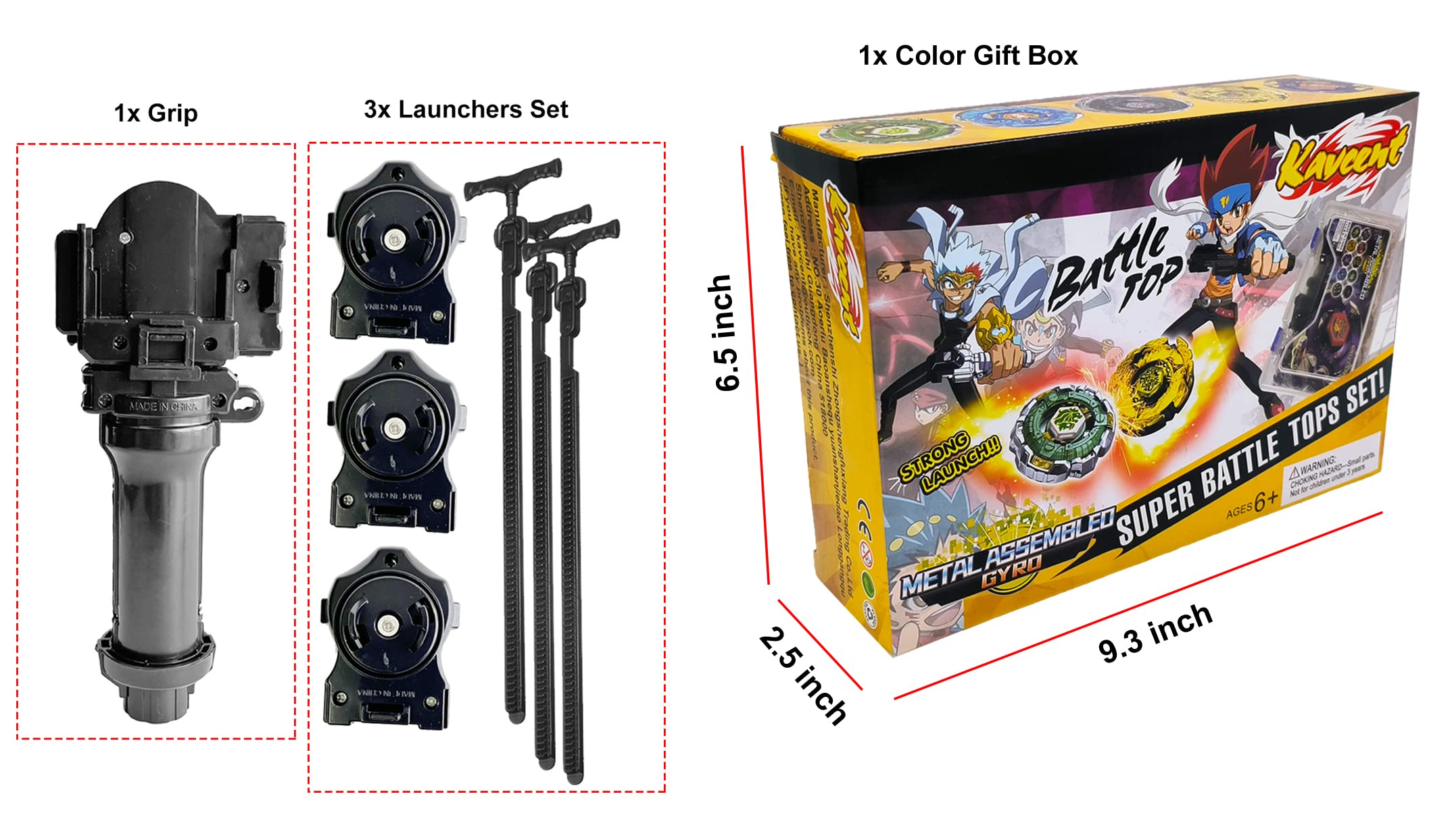 10 Pack Bey Burst Battle Metal Fusion Fury Evolution Pegasus Set with 3 Launcher Set and 1 Grip Toys for Boys Prime Masters