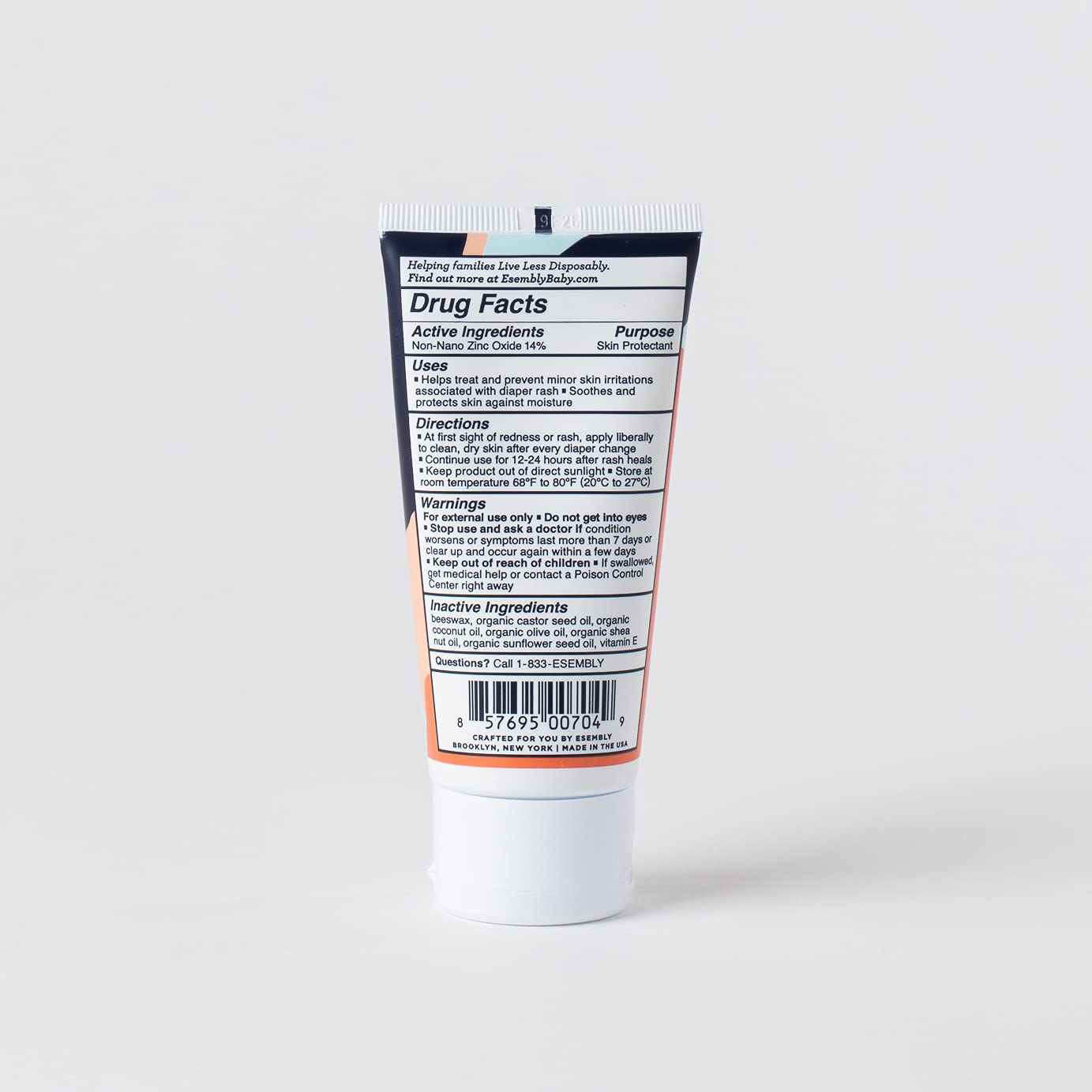 Esembly Rash Relief Cream, Organic and Cloth Friendly Zinc Oxide Barrier Cream, Soothes and Heals Diaper Rash, Natural Aid for Baby Bottom Discomfort, 3oz