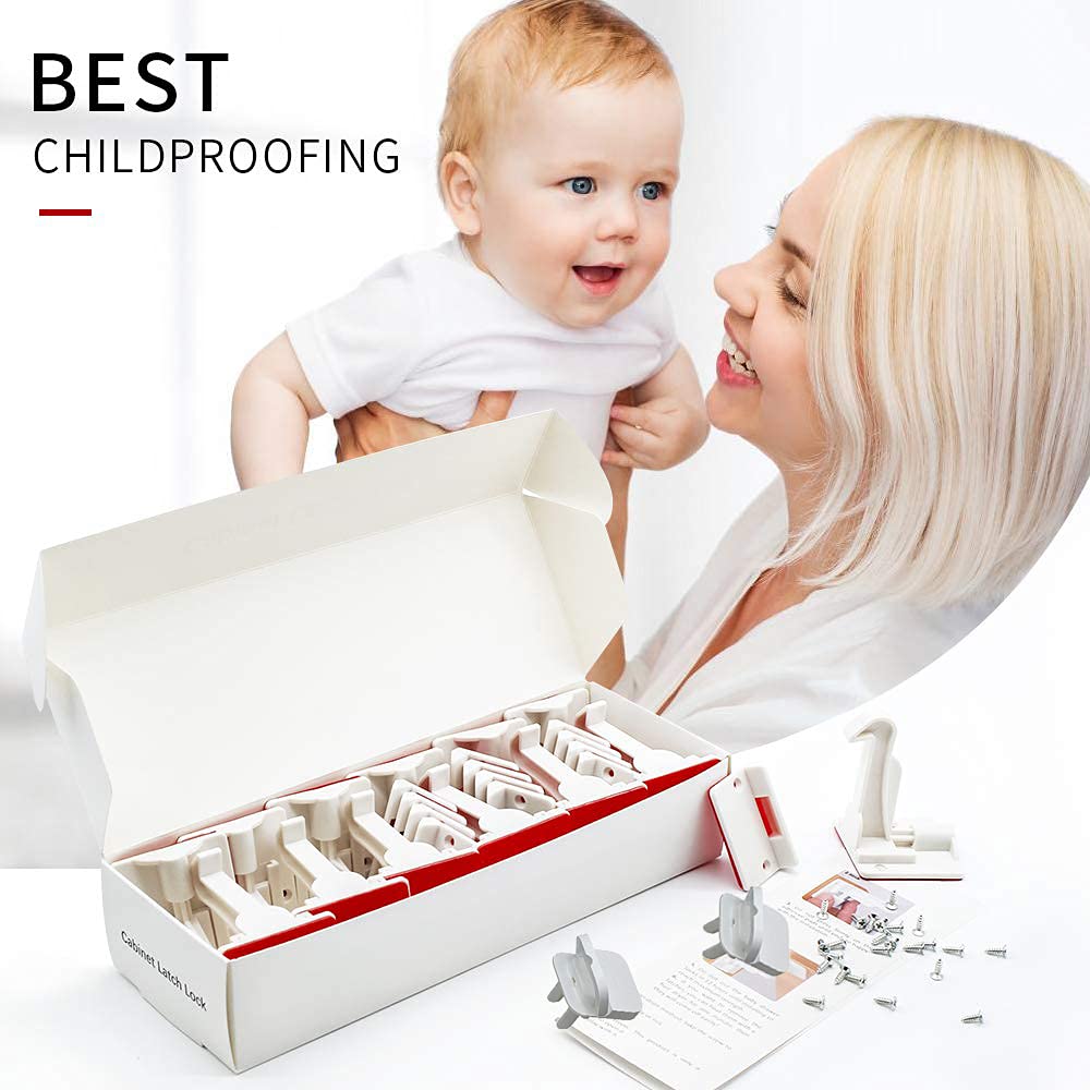 10 Pack Child Safety Cabinets Lock, Baby Proofing Cabinet Latch Locks, Baby Drawer Locks with Adhesive Easy Lnstallation, No Drilling or Tools Required for Lnstallation, for Cabinets and Drawers