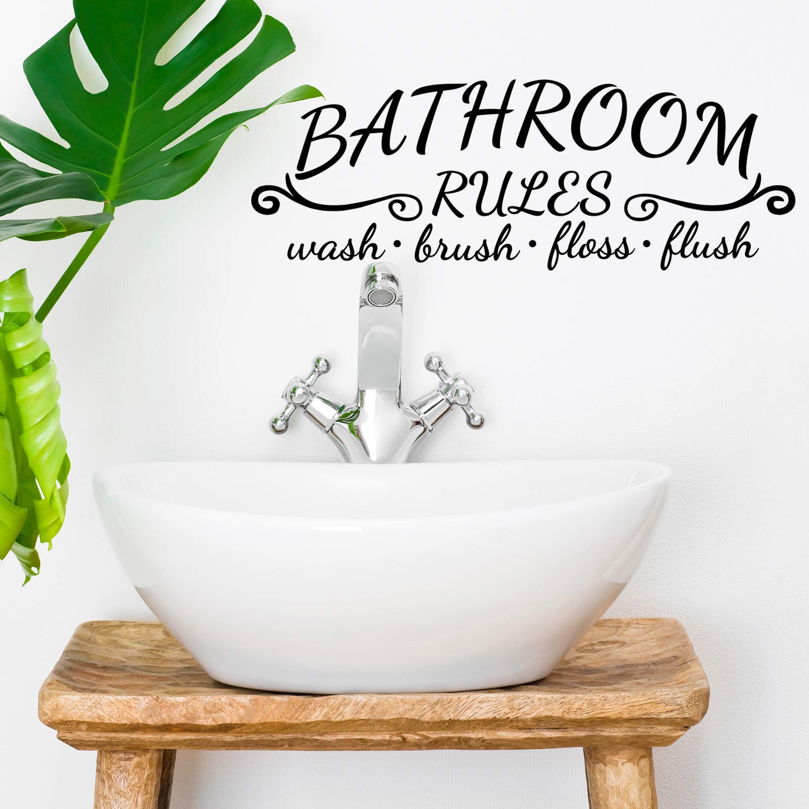 2 Pieces Bathroom Wall Decals Sticker Soak Relax Enjoy Bathroom Rules Wall Sticker Vinyl Quote Wall Art Decor for Home Bathroom (Black,Simple Style)