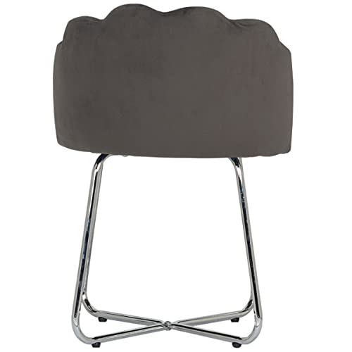 Hillsdale, Catalina Round Metal and Upholstered Vanity Stool with Scallop Back for Makeup Room or Bathroom, Dark Gray