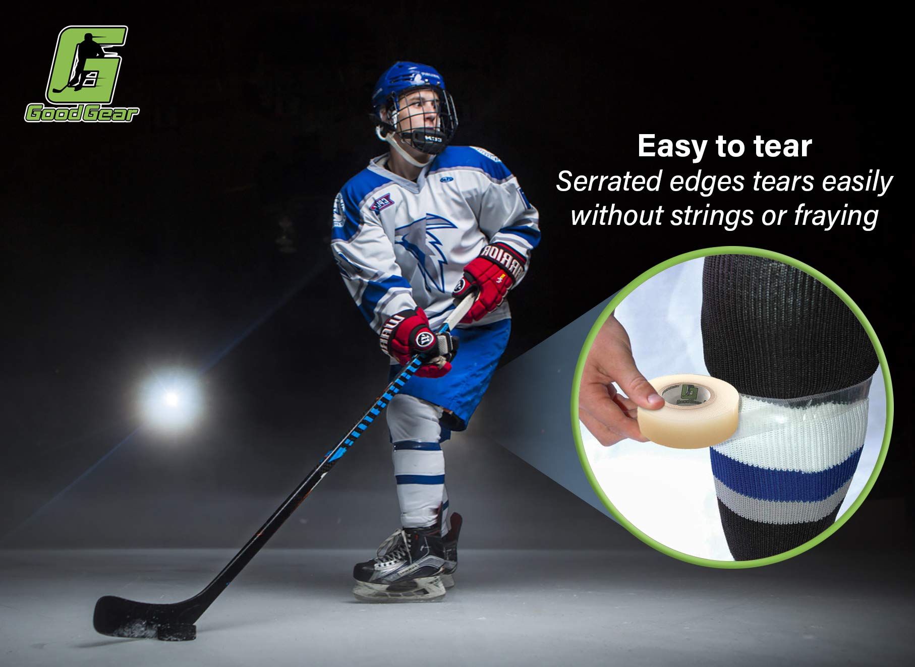 10 Pack Clear Hockey Tape Good Gear Shin Guard Hockey Tape (Snipe Black)