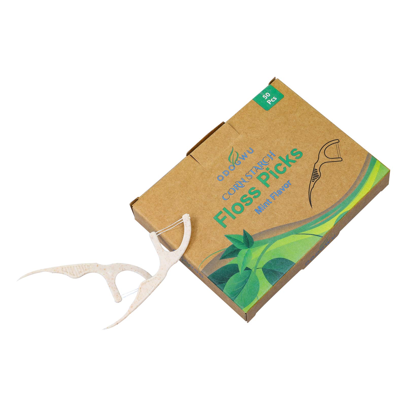 Odogwu Corn Starch Dental Floss Picks (200 Count),Eco Friendly,Sustainable,Zero Waste