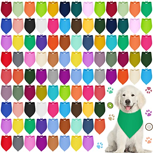 100 Pieces Dog Bandanas Bulk Heat Transfer Triangle Dog Bibs Heat Press Sublimation Blank DIY Dog Bandana Washable Adjustable Dog Bibs Scarves for Dogs Puppy Cats Pets Birthday Wedding (Medium)