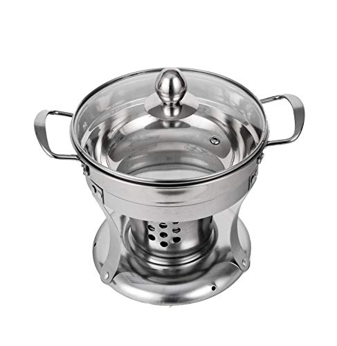 Hinomaru Collection Shabu Shabu Mini Hot Pot Stainless Steel With Glass Lid Chafing Dish Single Serving Mini Casserole Pot Cooking Gel Fuel Cookware