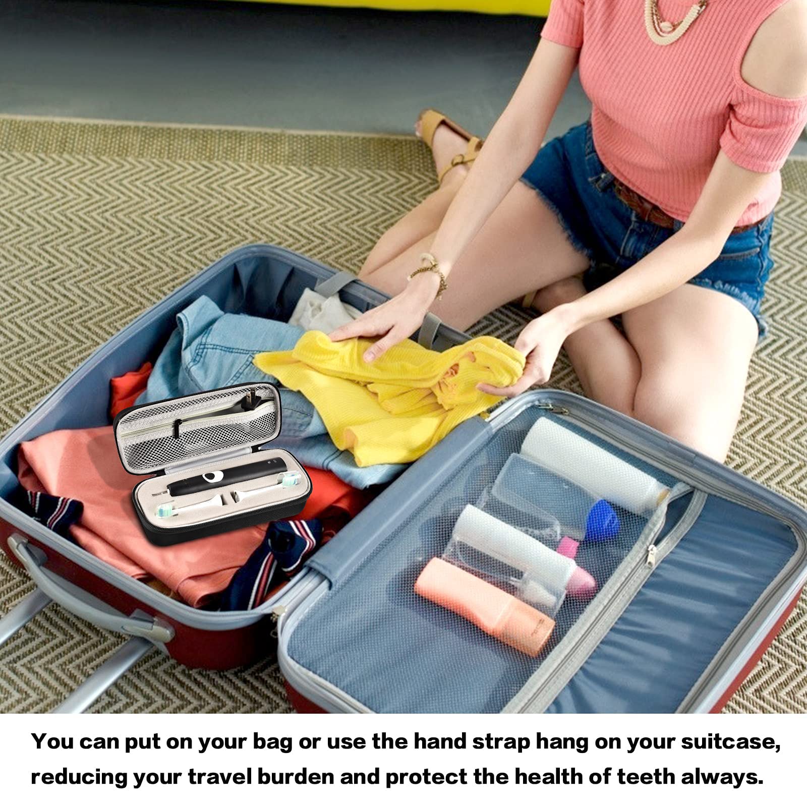Case for Oral-B/for Philips Sonicare Pro 1000 2000 CrossAction/Smart 1500 Electric Rechargeable Toothbrush, Travel Storage Holder Bag for Oral B ProtectiveClean Toothbrushes Heads, Charger-Box Only