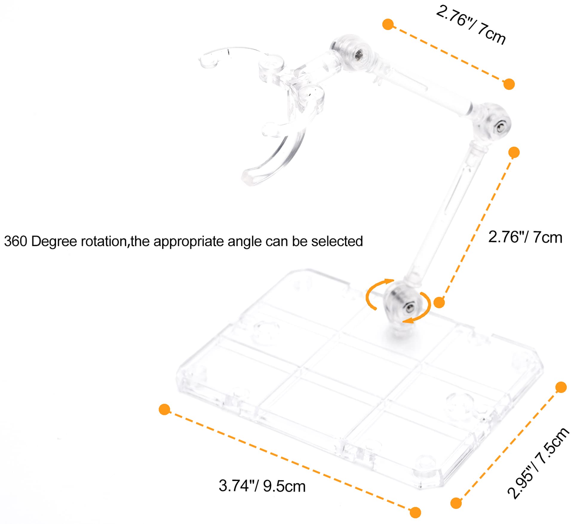 3 Pack Action Figure Stand, Transparent Assembly Action Figure Display Holder Base Model Support Stand Compatible with 6" HG/RG/SD Gundam 1/144 Toy with Screwdriver