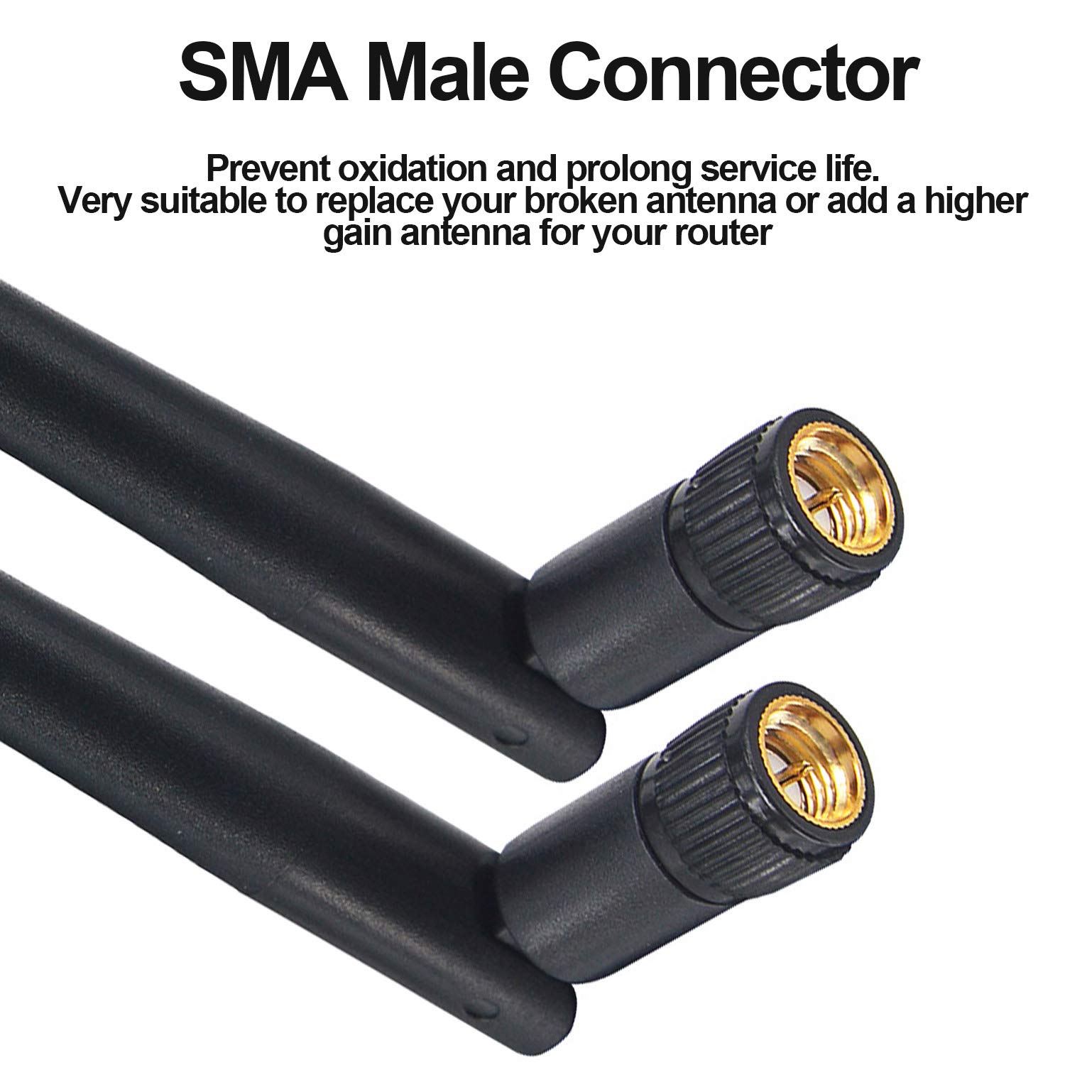 Kaunosta SMA WiFi Antenna Aerial External Omnidirectional Antenna 3db with 50CM IPX1.13 to SMA Female Pigtail Extension Cable for Computer Wireless Network Card Security IP Camera 4PCS