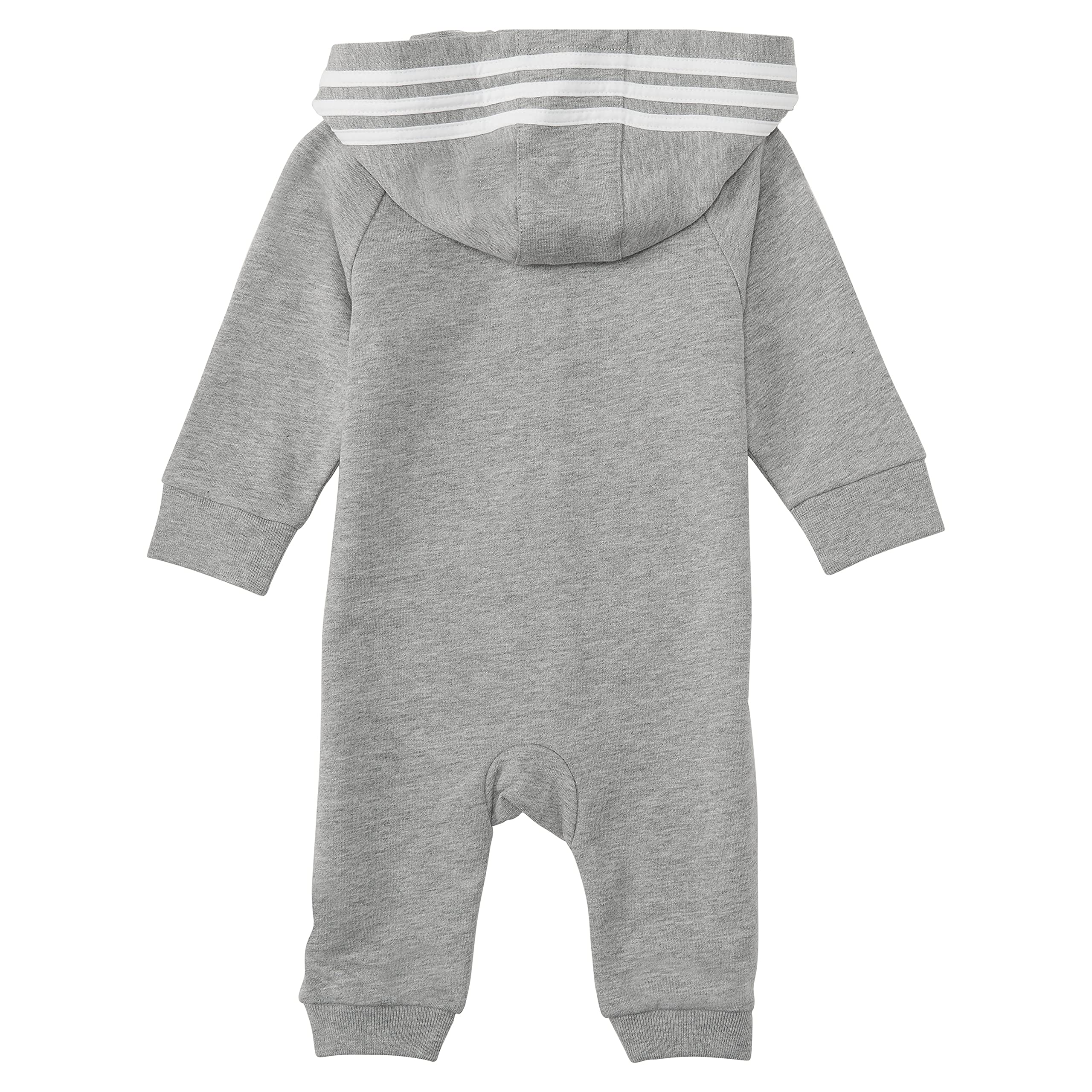 adidas Infant Boys Long Sleeve Zip Front Hooded Coveralls, Medium Grey Heather, 9M