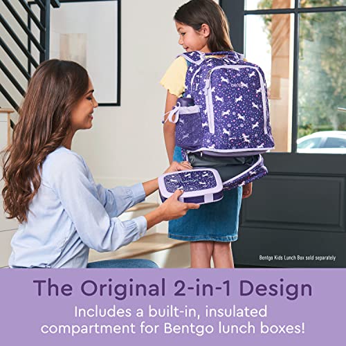 Bentgo® Kids 2-in-1 Backpack & Insulated Lunch Bag - Durable 16” Backpack & Lunch Container in Unique Prints for School & Travel - Water Resistant, Padded & Large Compartments (Unicorn)