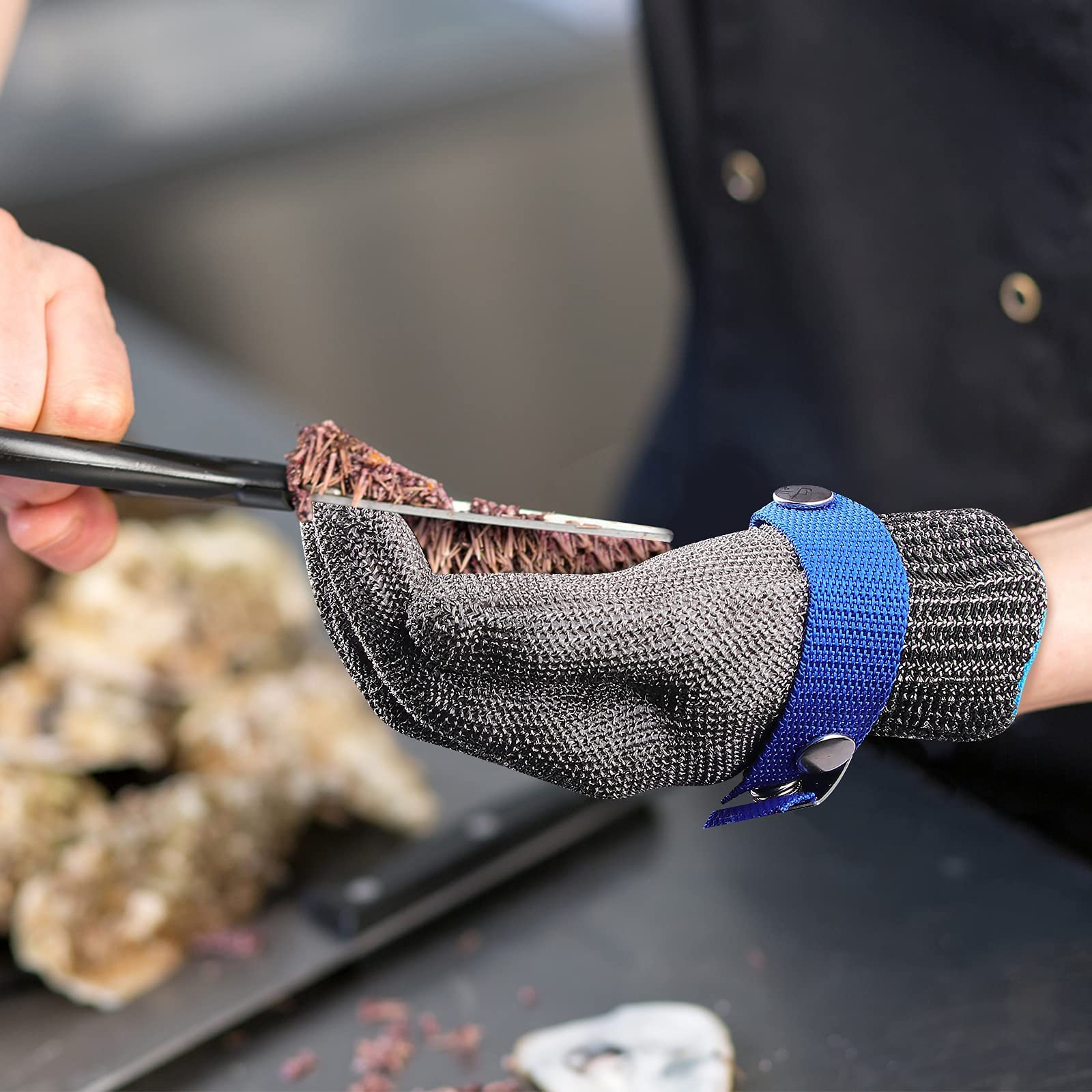 Herda Level 9 Cut Proof Gloves Chainmail Gloves Kitchen Gloves for Fish Meat Cutting Wood Carving Whittling Oyster Shucking Safety Butcher Work (XL)