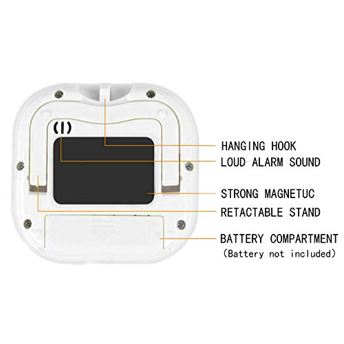 Timer, Multi-Functions Magnetic Countdown Kitchen Digital Timers ,Use for Cooking,Classroom,Bathroom,Teachers,Kids Time Management,White(No lncluded Battery)