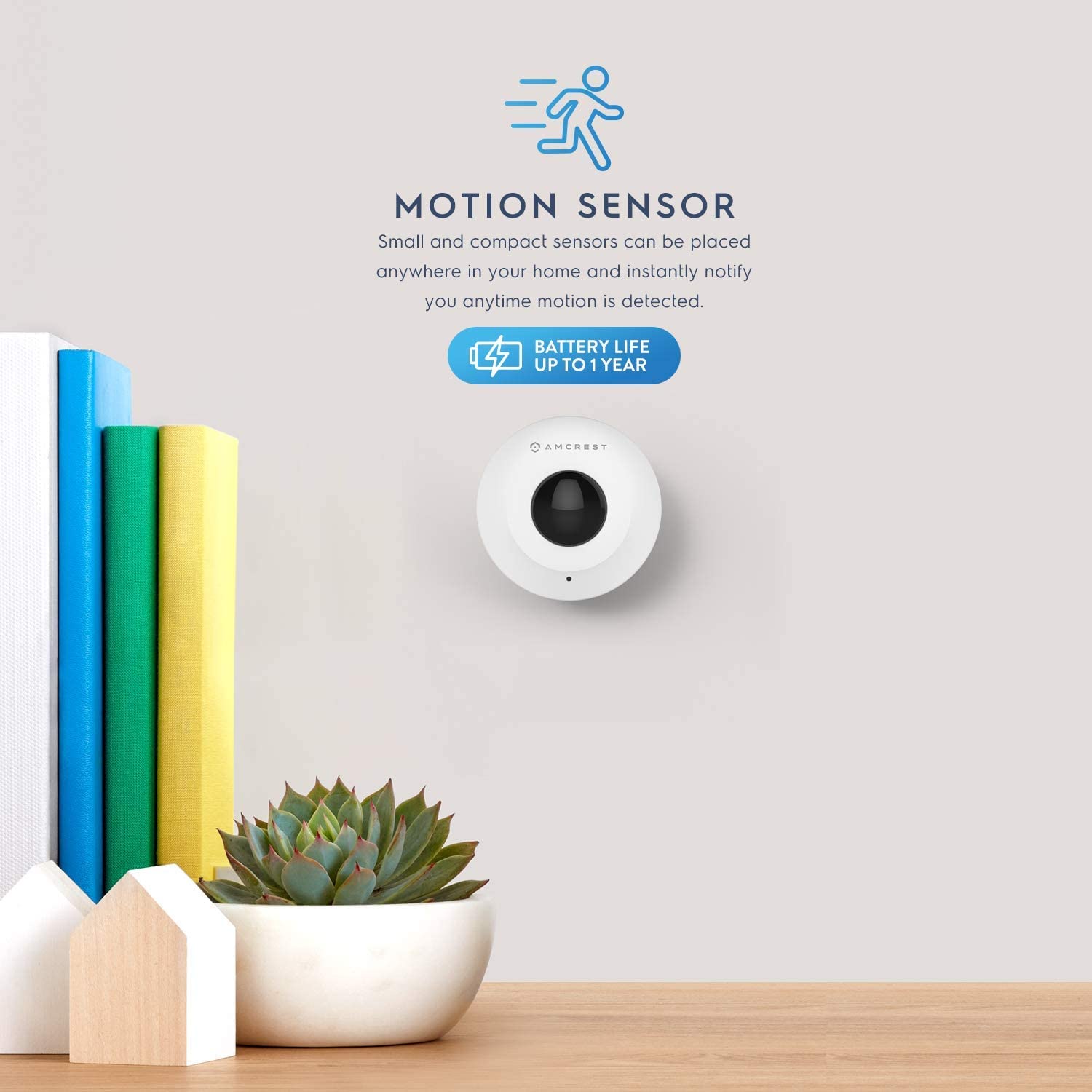 Amcrest Home Security System, DIY Smart Home Alarm System for Home with No Monthly Fees, Remote Arm/Disarm & Phone App Alerts, 4 Pieces-Kit (PIR Motion Sensor, Door Window Sensor, Alarm Hub)