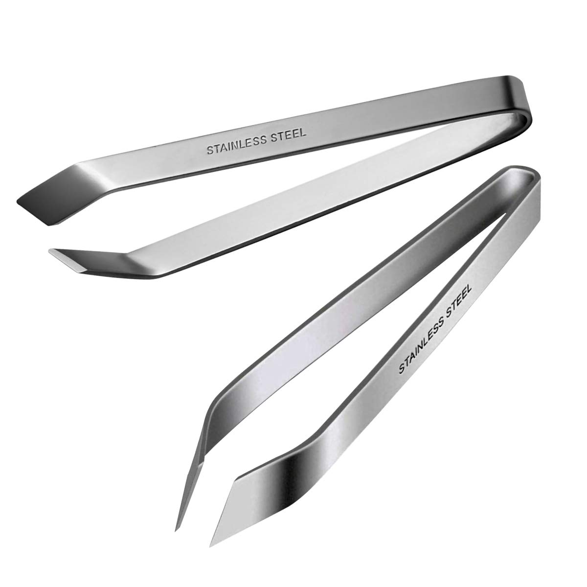 2 Pieces Fish Bone Tweezers Set, Kitchen Tweezers,Stainless Steel Flat and Slant Tweezers Pliers Remover Tool, for Debone Salmon Bass
