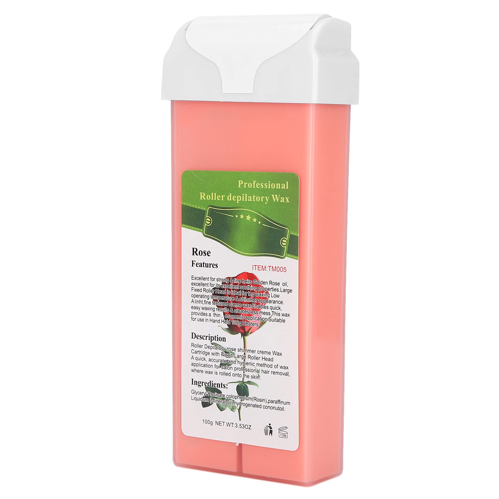 Roll-on Wax Cartridge Body Leg Chest Arm Bikini Armpit Hair Removal Wax Men Women Roller Depilatory Wax for Professional Salons and Home Self Waxing (100g)(Rose)