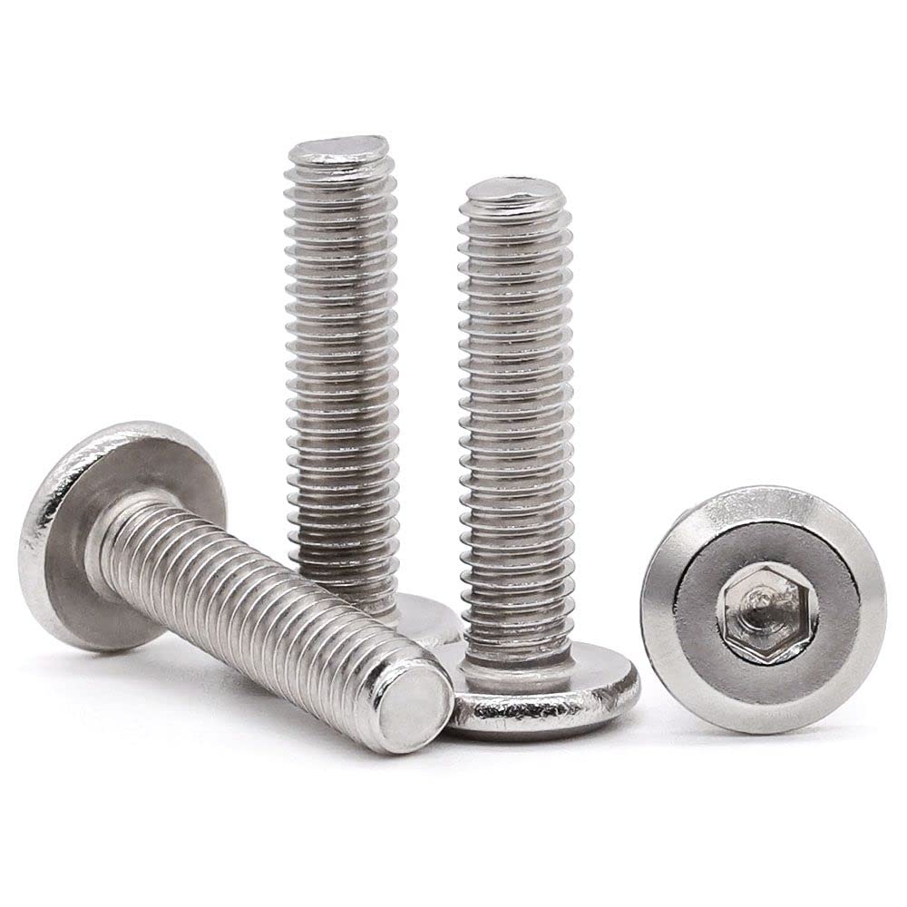 Glvaner M6-1.0 x 20mm Binding Screws Furniure Screws, Connection Bolt, Flat Round Head Socket Head Cap Screws, 304 Stainless Steel 18-8 Full Thread, 30 pcs