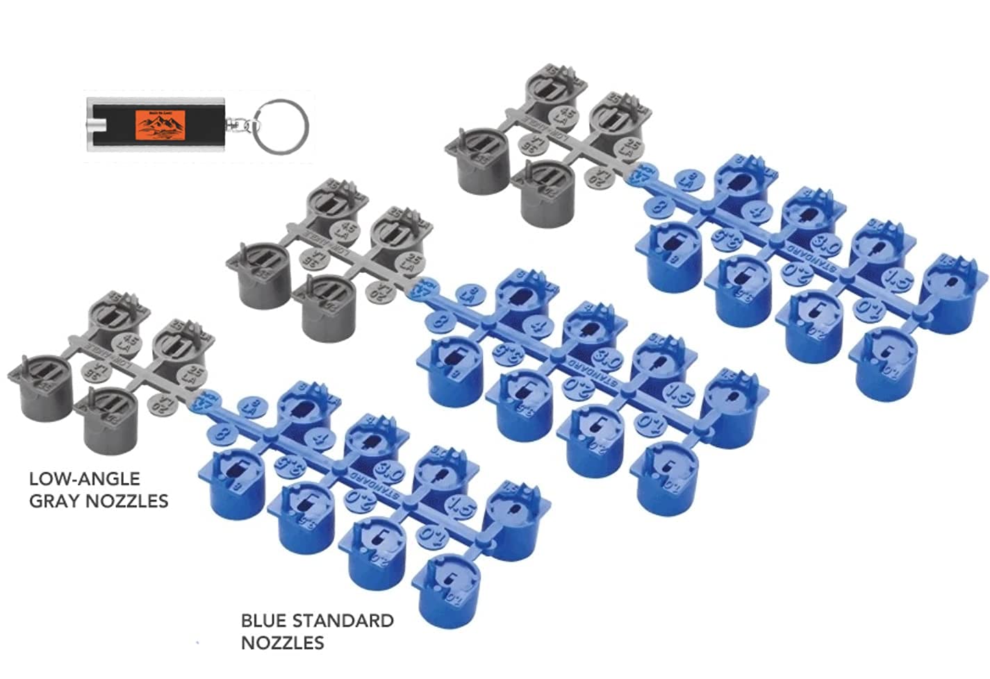 3 Pack of Hunter 782900 PGP Ultra, Blue Nozzle Rack, 782900SP Nozzle Tree for Hunter Rotors, PGP Ultra and I20 Ultra Rotor Sprinkler Heads, Hunter 782900 Nozzle Rack Set, Includes LED Keychain Light
