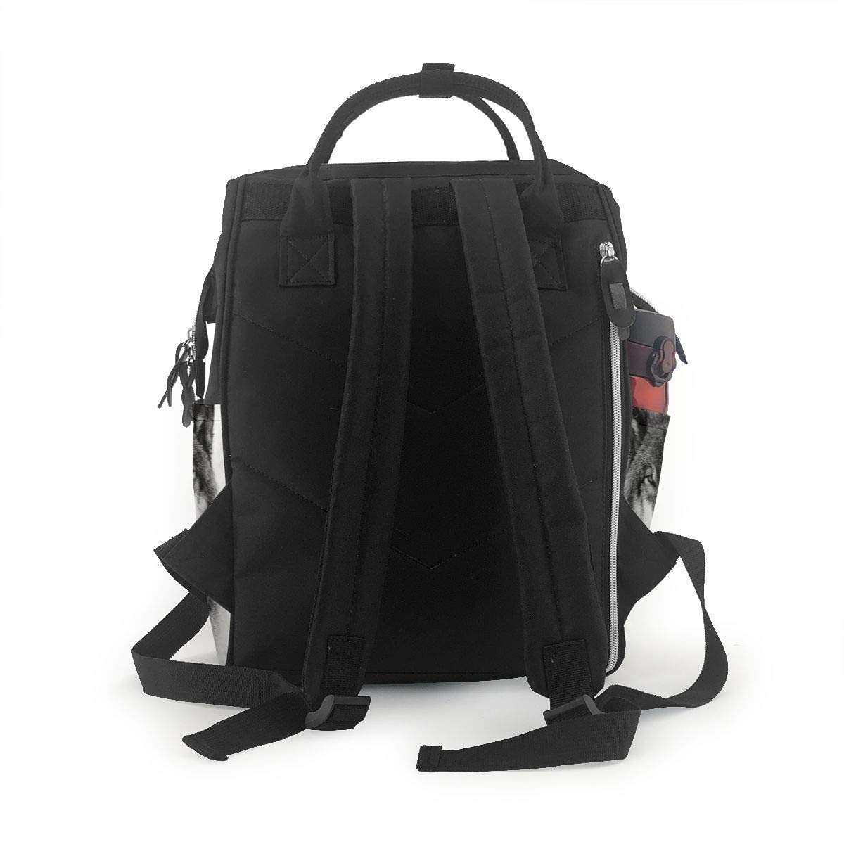 Monotone Timber Wolf Face Diaper Bag Backpack Multi Function Nappy Bag Large Capacity Mommy Backpack Organizer for Baby Care Baby Bag for Mom and Dad