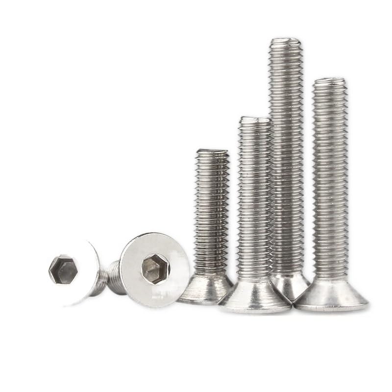 10pcs 304 Stainless Steel countersunk Head Hexagon Socket Bolt Flat Cup Head Full Thread Extension Screw Hexagon Socket Screws (Size : M5*12)