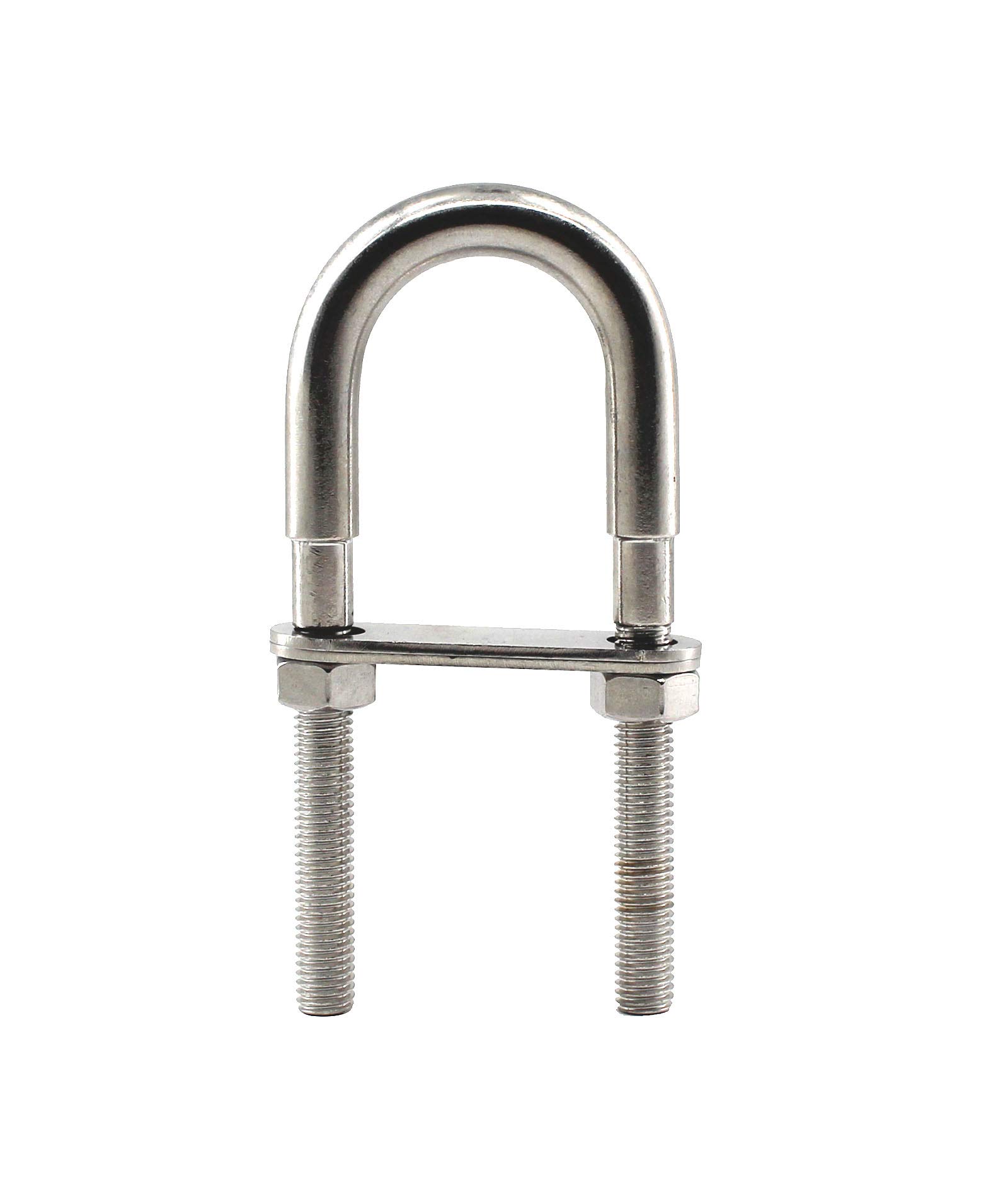 304 Stainless Steel U-Shaped Bolt Set with Nuts and Plates M5x78MM Marine Boat Yacht Fitting Acceossaries Deck Hardware Pack of 4