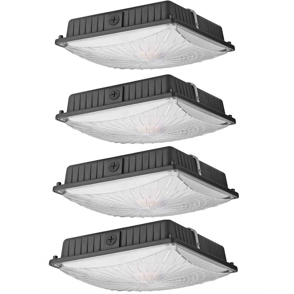 1000LED LED Canopy Lights, 45W (4 Pack), Ceiling Fixtures 5300LM Daylight 5000K, 175W HID/HPS Replacement, Waterproof IP65 Gas Station and Garage Light