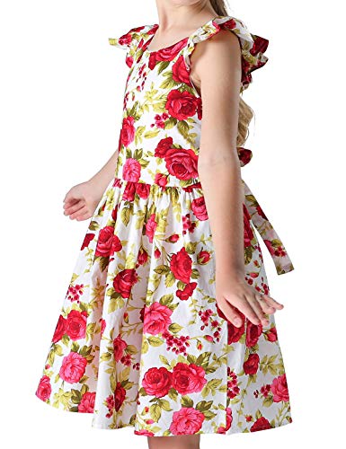 Floral Infant Backless Spring Summer Girls Sundress Clothes,D9#1,5-6 Years(130)