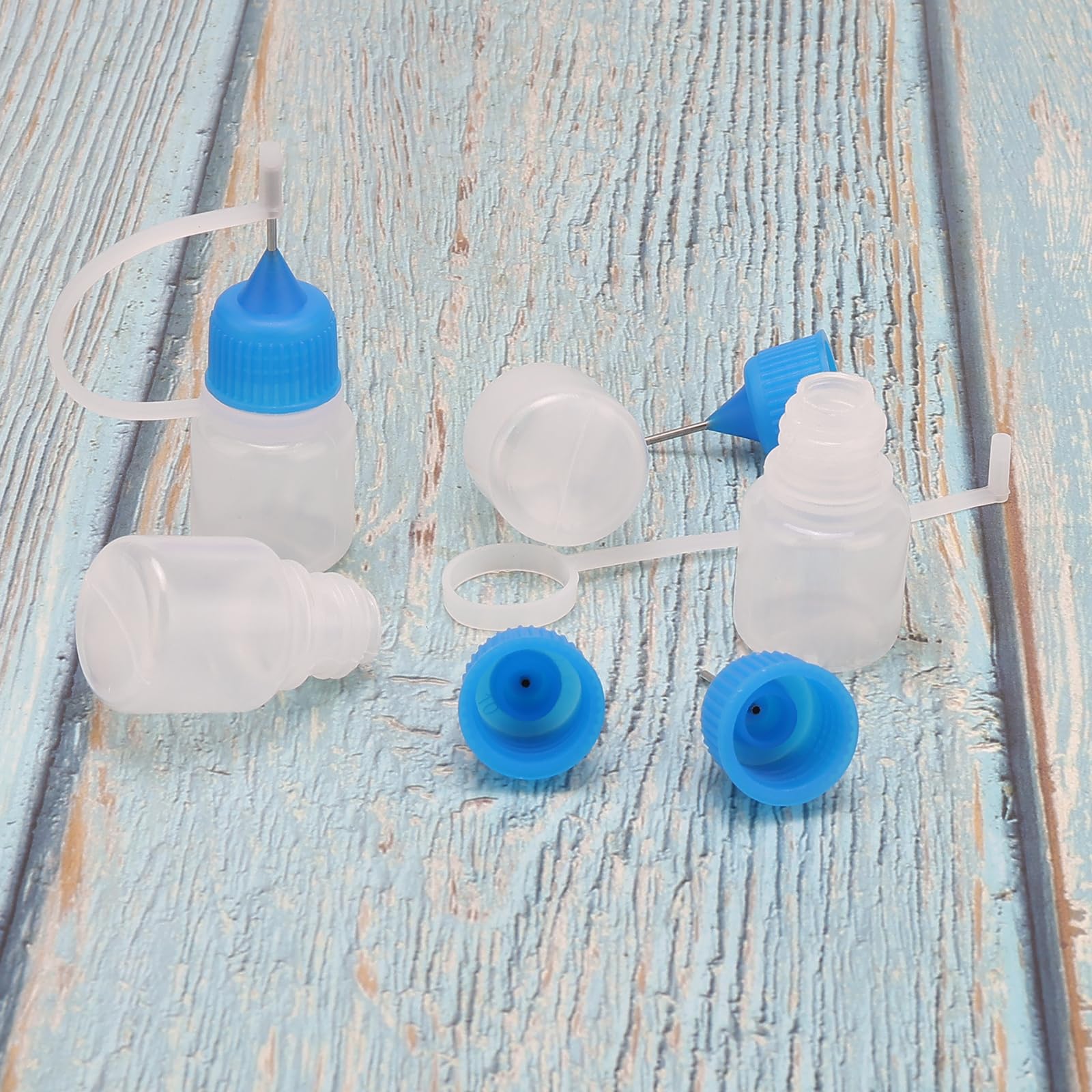 10pcs 3ml Empty Plastic Dropper Bottles Metal Needle Bottle Blue Cap