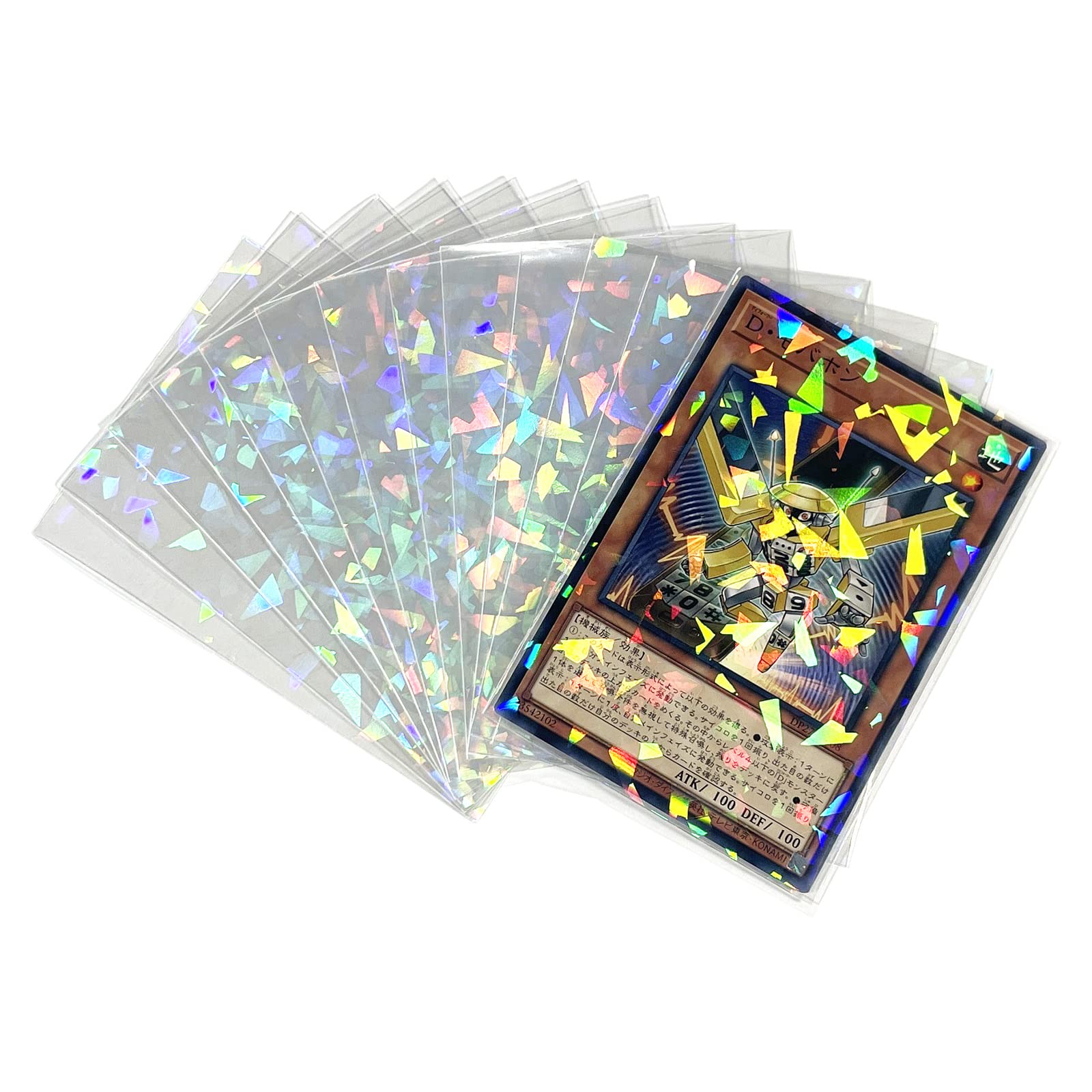 100PCS Holigraphic Gemstone Card Sleeves YGO Card Protectors Japanese Sized Cards Pocket Sleeves (61x88mm, Gemstone)