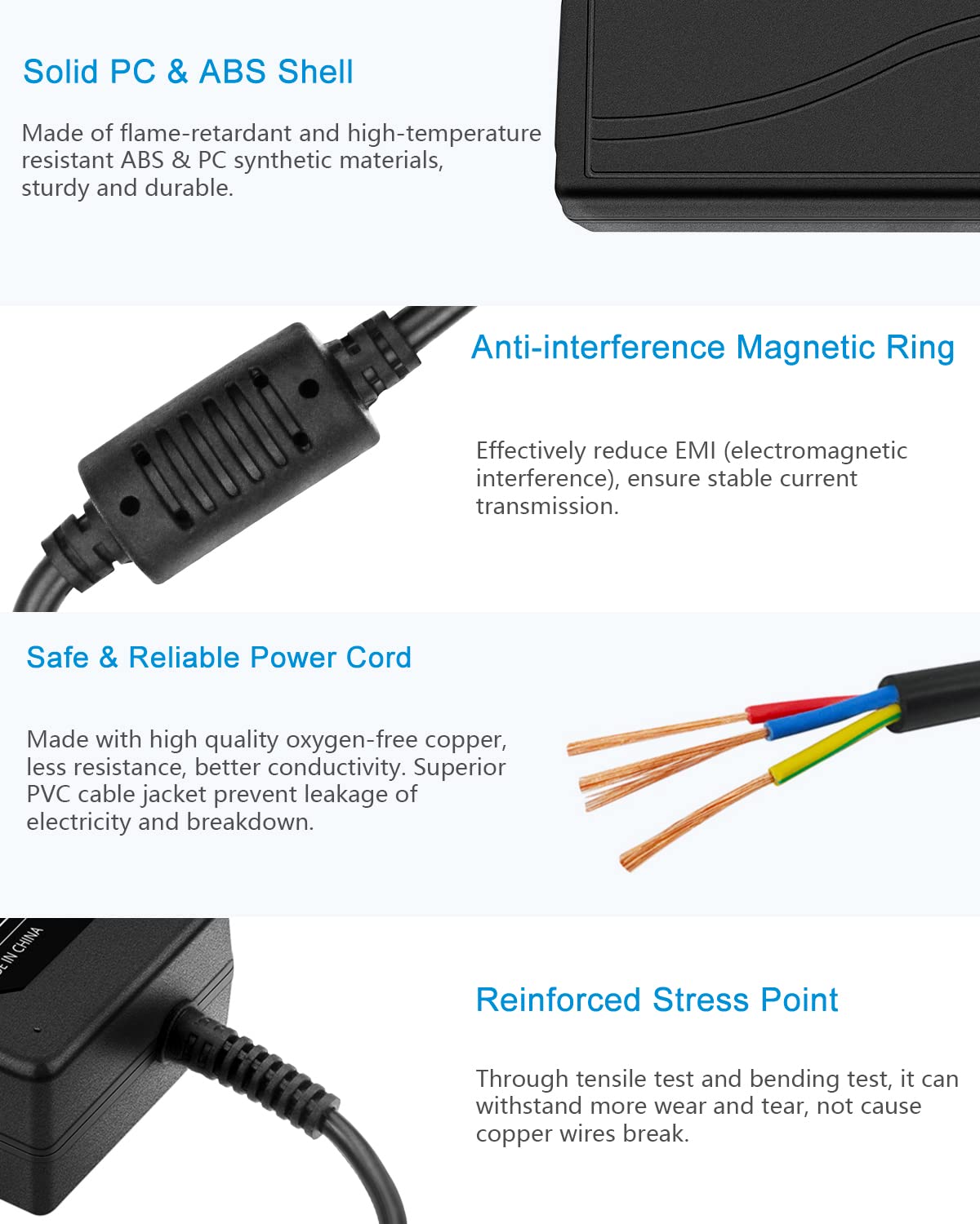 ALITOVE 12V Power Supply 6A 72W AC to DC Adapter 100~240V AC to DC 12 Volt 6 Amp Converter 12 vdc 6A 5.8A 5.5A 5.2A Transformer 5.5mmx 2.5mm 2.1mm Plug for LED Strip Light CCTV Camera DC Pump Fan