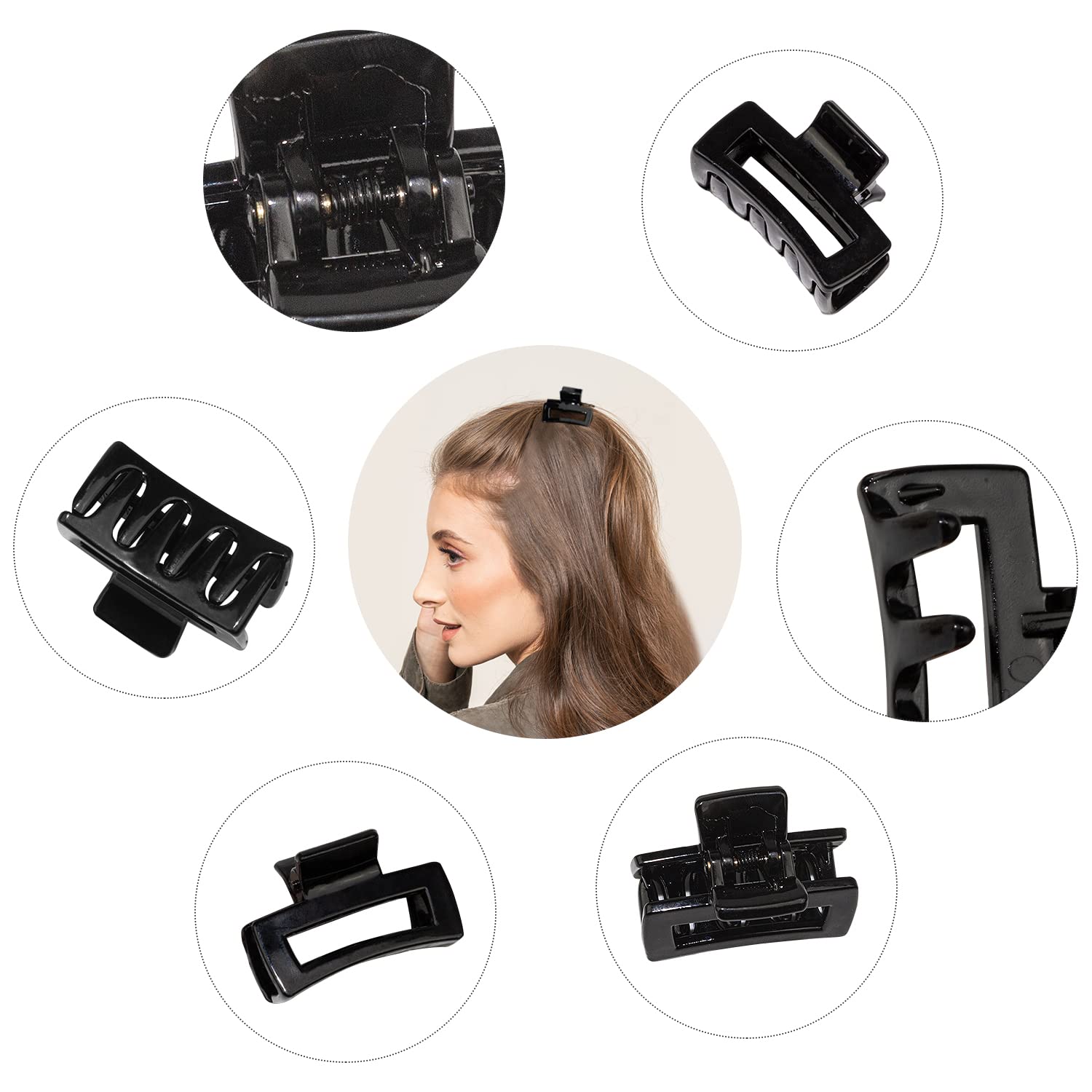 Small Tiny Claw Hair Clips for Women Girls for Thin/Medium Thick Hair, 1.5 Inch Mini Hair Jaw Clips Matte Rectangle Nonslip Clip with Gift Box (Matte+shiny color series)