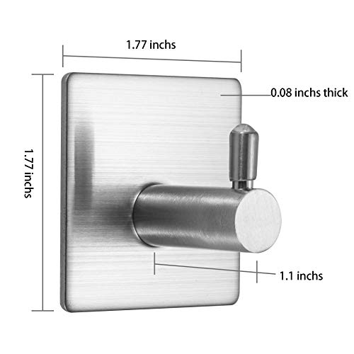 4Packs Towel Hooks SUS 304 Stainless Steel Adhesive Hooks Heavy Duty Wall Hangers, Bathroom Towel Holders Clothes Cabinet Closet Robe Hook Wall Mounted Round Kitchen Door Hanger