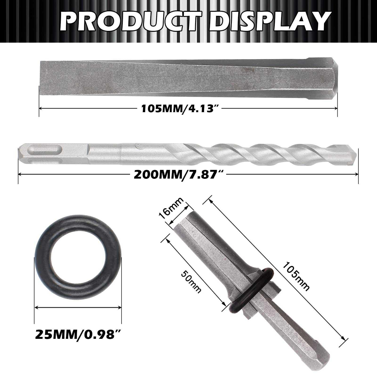 10Pcs 5/8'' Stone Splitter Hand Tools with Wedge, Feather Shim and a 8" Rotary Drill Bit for Concrete, Marble, Granite, Rock