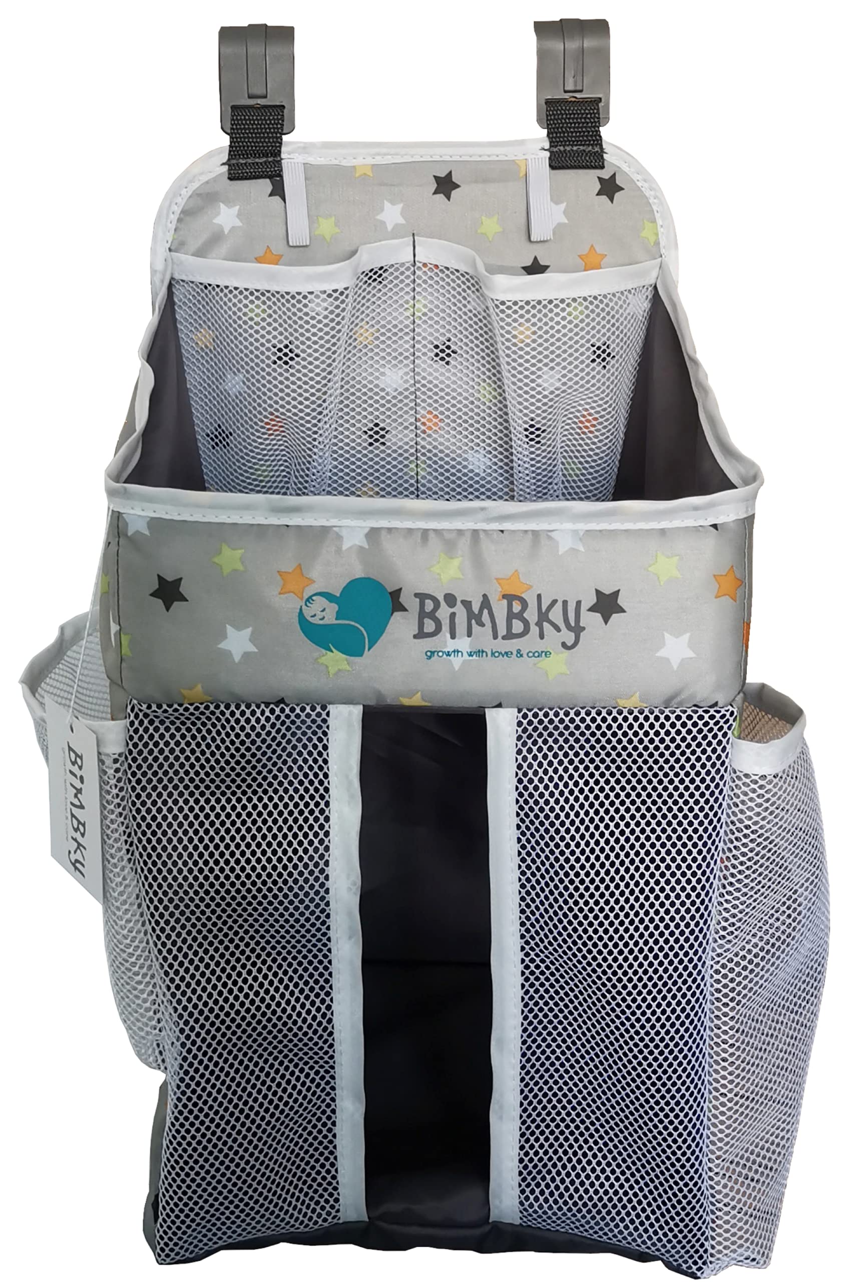 BiMBKy Hanging Diaper Caddy Organizer, Grey, Stacker For Crib, Nursery Storage For Changing Table, Practical And Ideal For Newborn Boy And Girl – 17’’ x 10’’ x 10’’