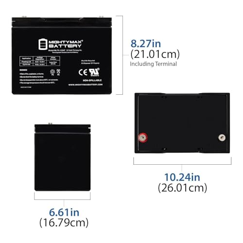 Mighty Max Battery 12V 75Ah Internal Thread Replacement Battery for MK M24 SLD G FT