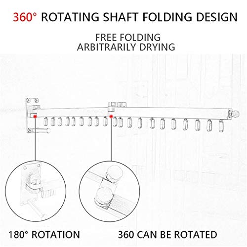 TYXTYX Wall Mounted Folding Clothes Hanger Space-Saver, Indoor/Outdoor Adjustable Clothes Drying Rack, Retractable Dry Coat Hanger for Laundry Room, Storage Organiser Instant Closet